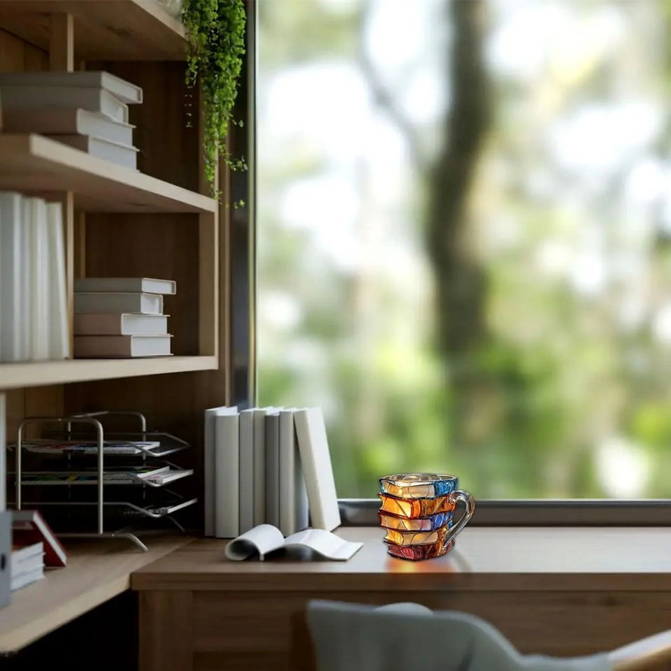 BookBlend – 3D Stacked Book Coffee Mug