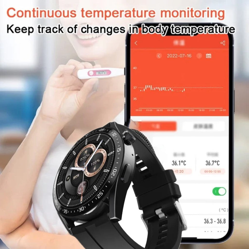 🔥🔥🔥HW Painless Blood Glucose ALL DAY Monitoring Smart Bluetooth Watch