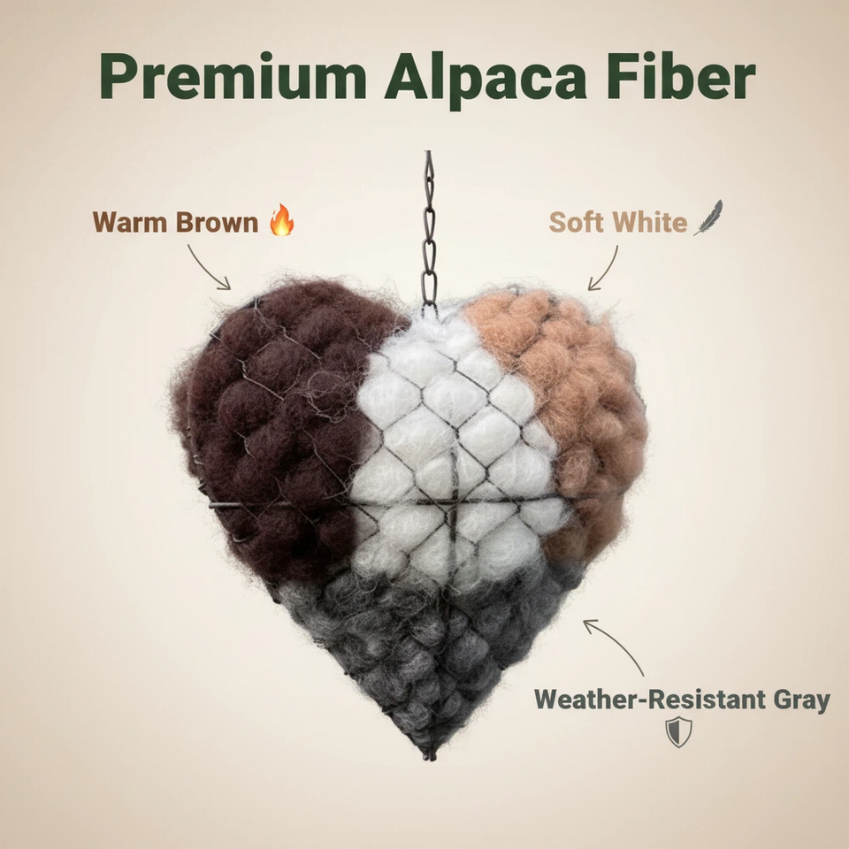 Handmade Alpaca Fiber Bird Nesting Heart